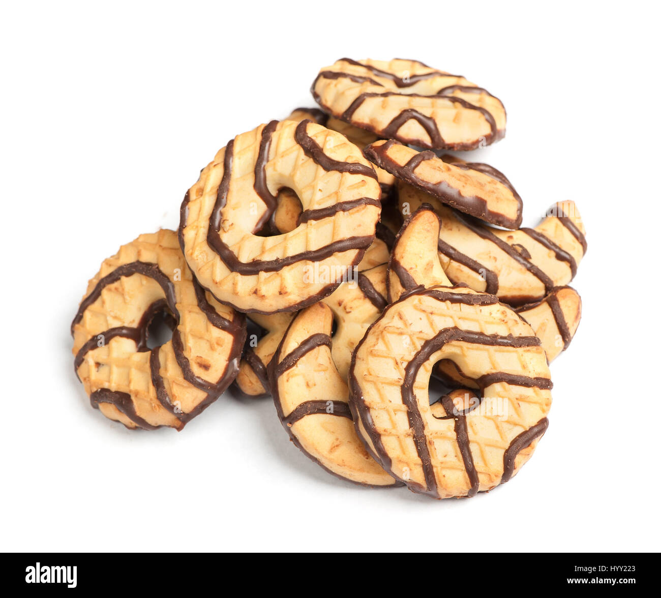 Group chocolate cookies isolated on white Stock Photo - Alamy