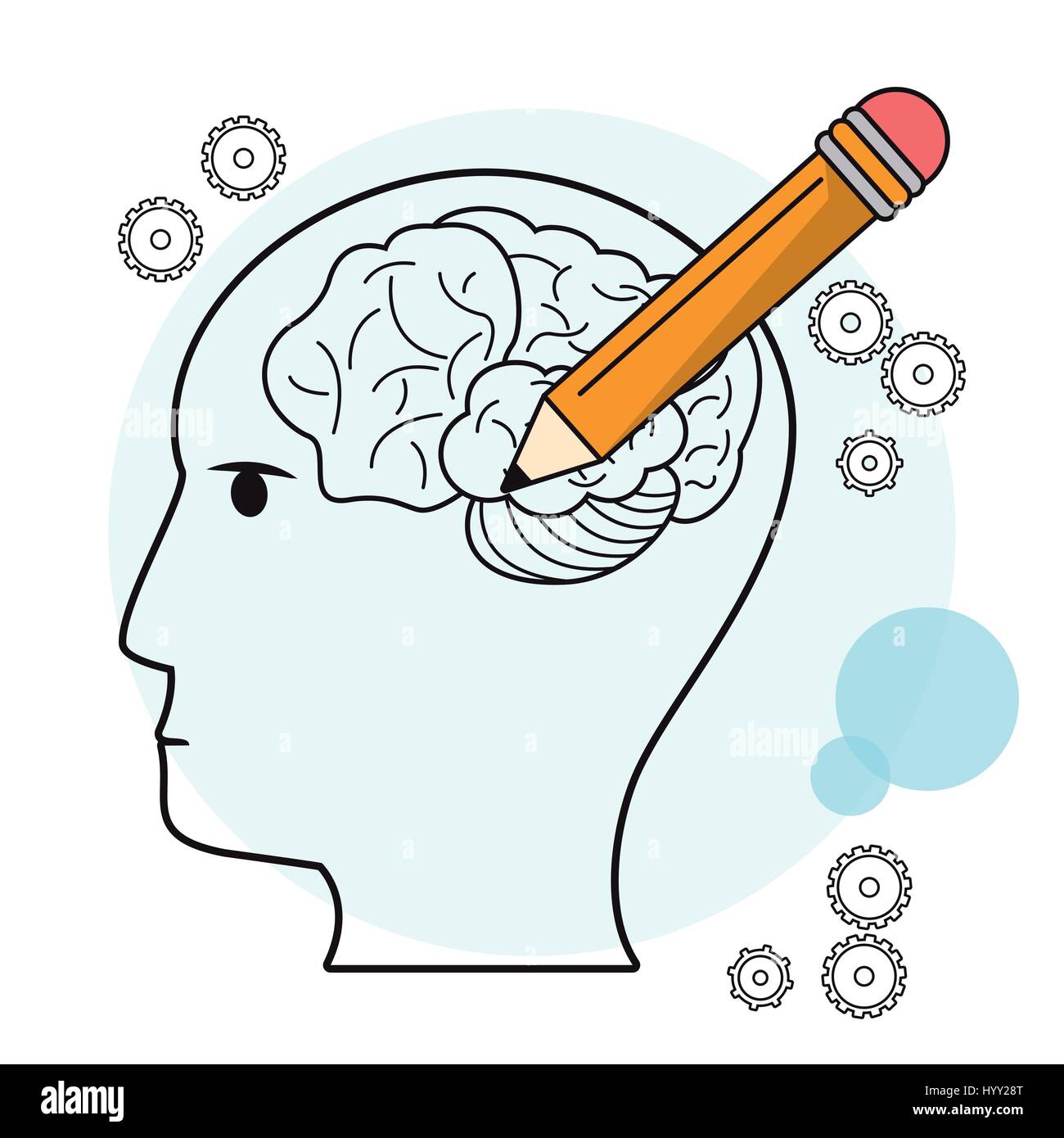 head profile human brain pencil outline Stock Vector Image & Art - Alamy