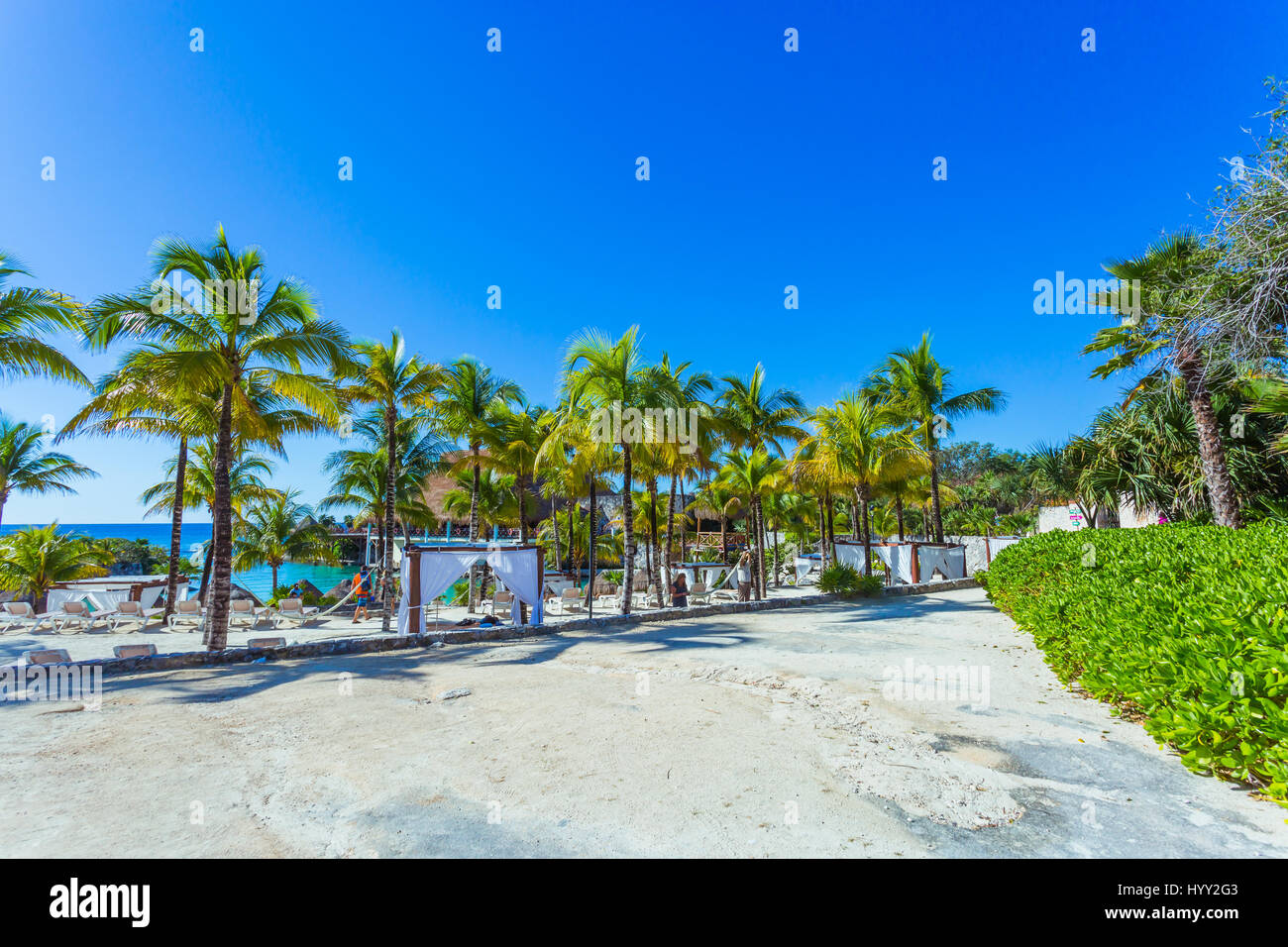 Cancun, Mexico Beautiful Xcaret beach in february Stock Photo - Alamy