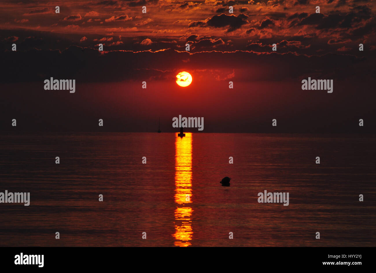 Golden hour in Gdynia, Poland - bright colorful sunrise over the baltic ...