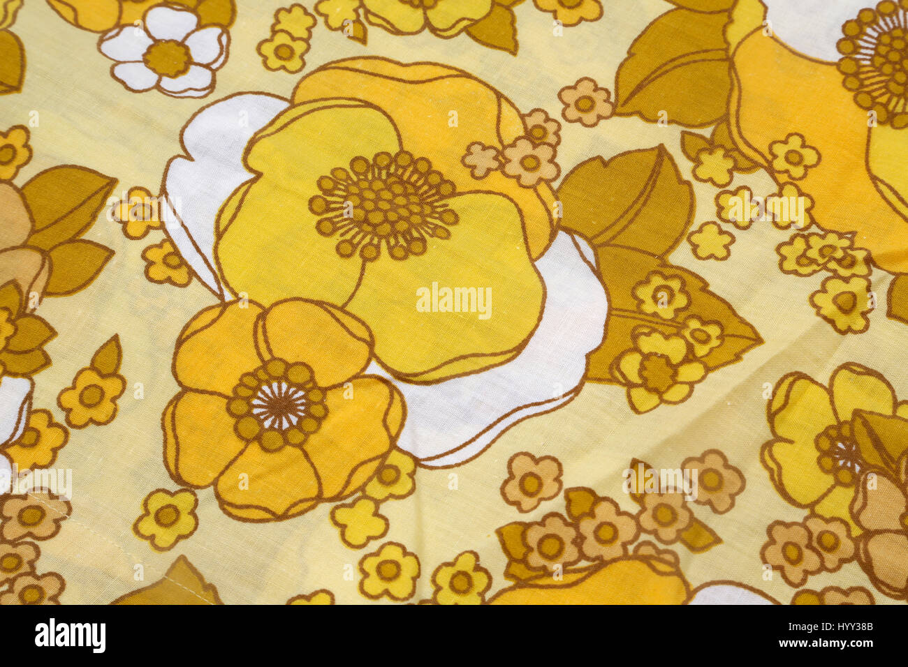Sixties Floral Pattern Material Stock Photo - Alamy