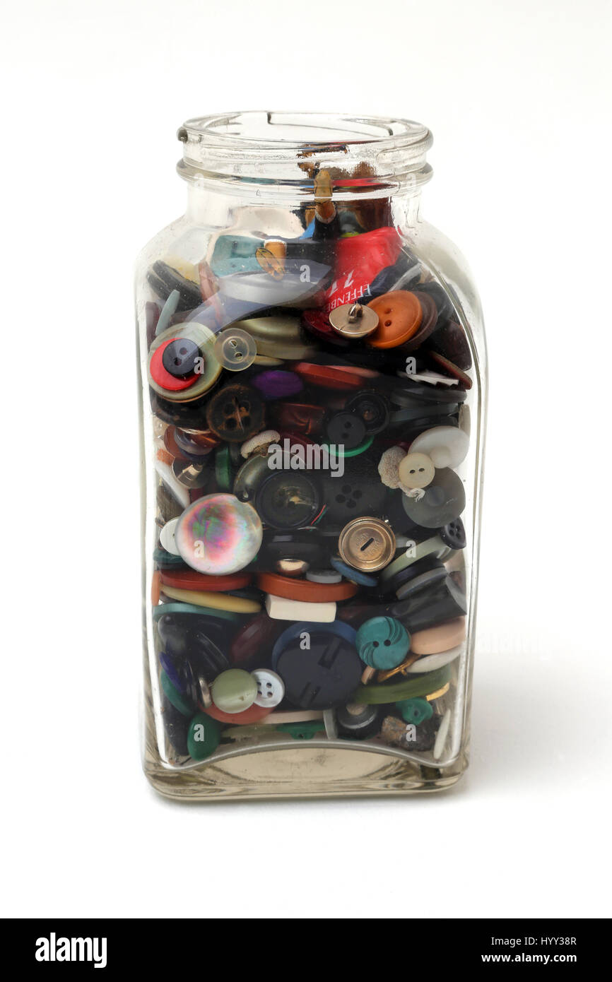 Glass Jar Filled With Buttons Stock Photo - Alamy