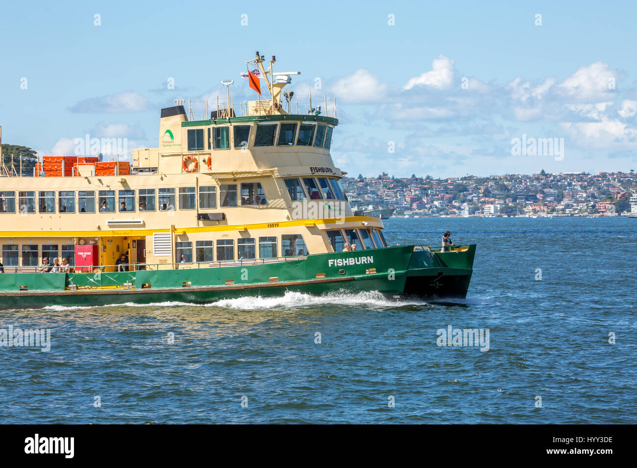 Sydney first fleet ferry named Fishburn travelling on Sydney harbour ...