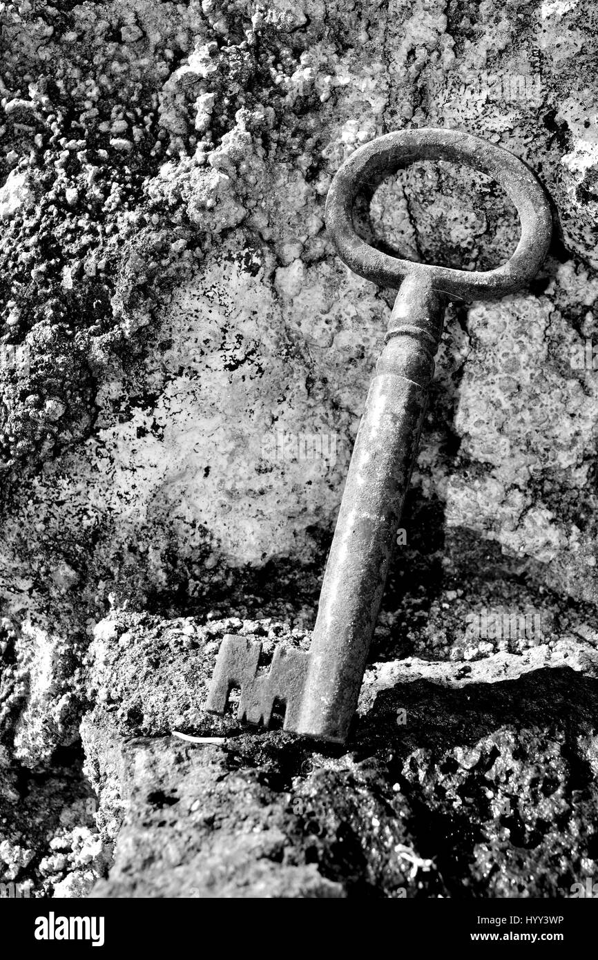 very old door key in rusty iron Stock Photo - Alamy