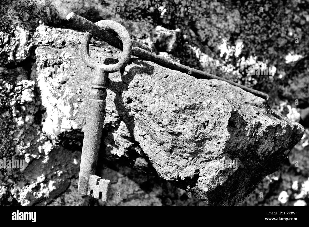 very old door key in rusty iron Stock Photo - Alamy