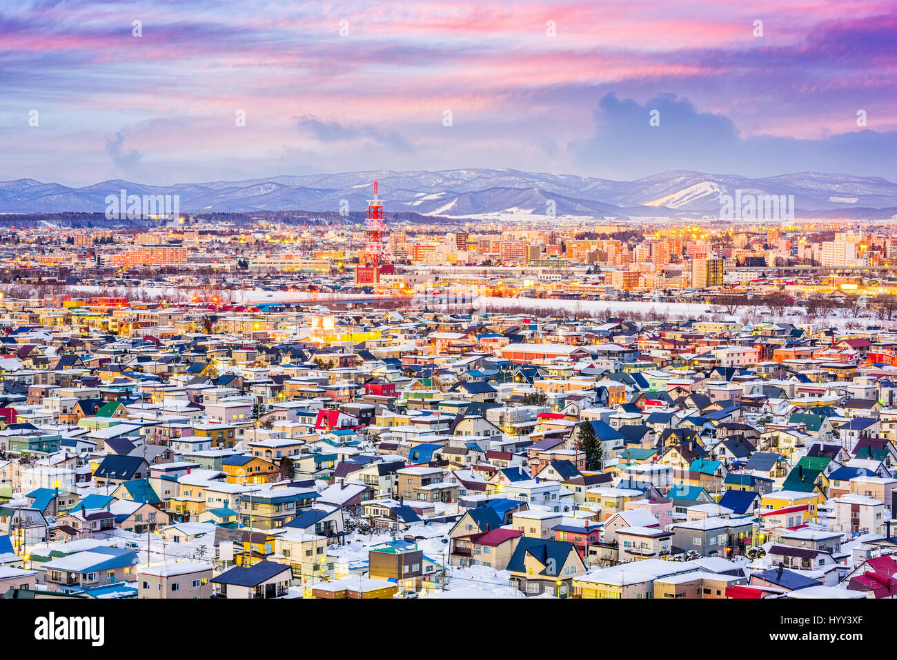Asahikawa, Japan winter cityscape in Hokkaido Stock Photo - Alamy