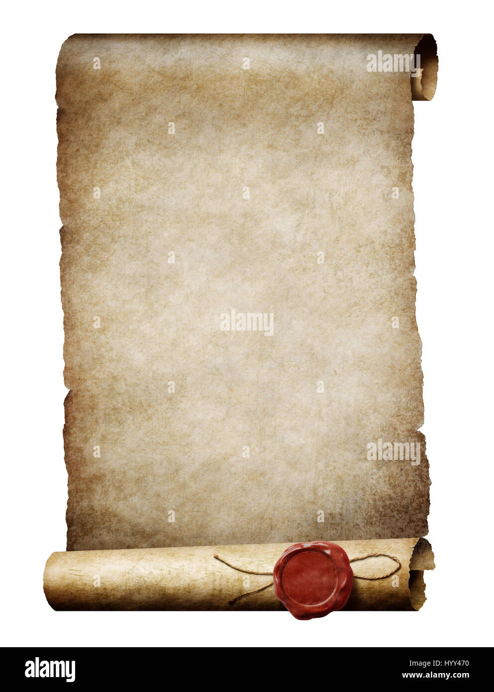 old parhment scroll with wax royal seal Stock Photo - Alamy