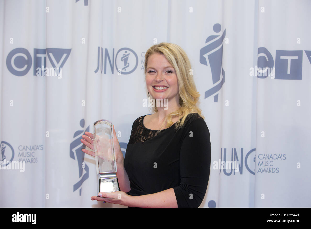 Bria Skonberg poses with the Juno Award for Jazz Vocal Album of the ...