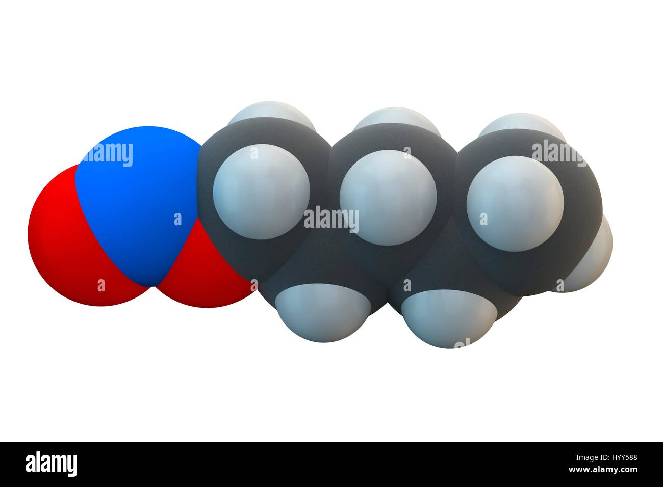 Amyl nitrite molecule. Used in treatment of angina and as a ...
