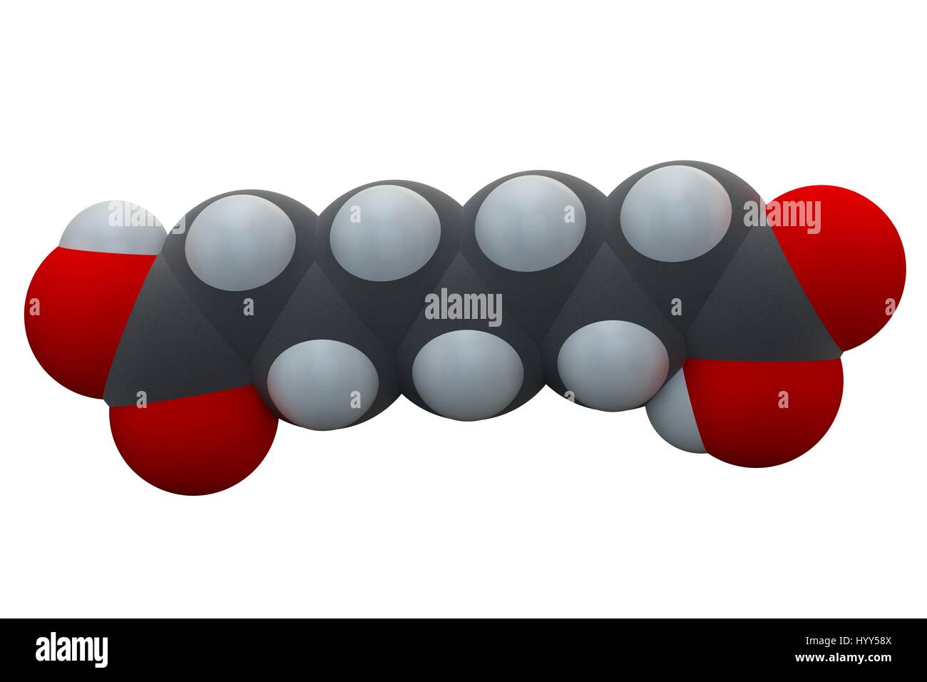 Azelaic acid (nonanedioic acid) molecule. Used in treatment of acne and ...