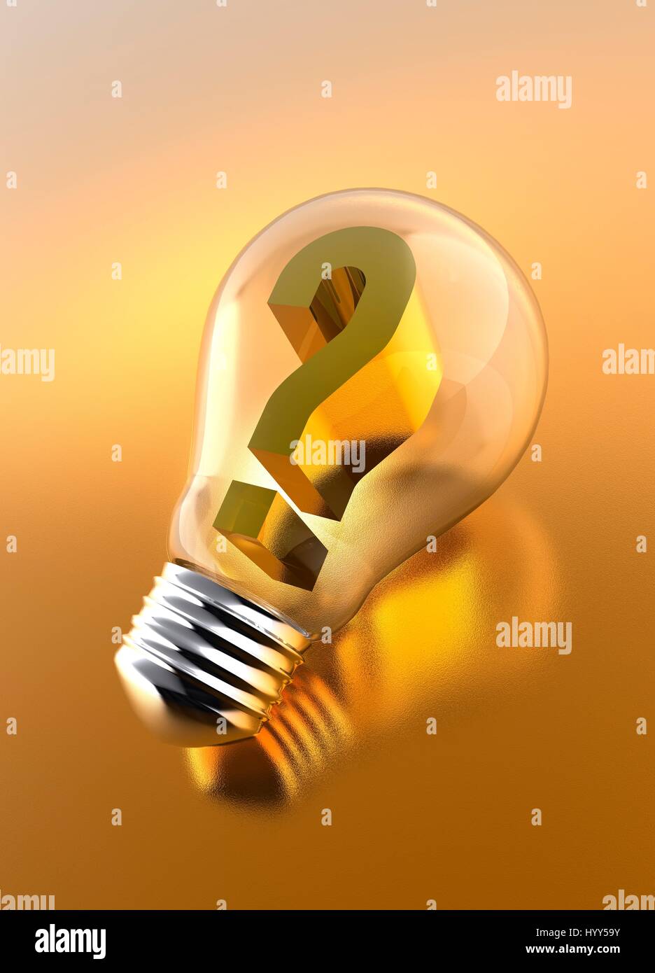 Question mark inside light bulb, illustration Stock Photo - Alamy
