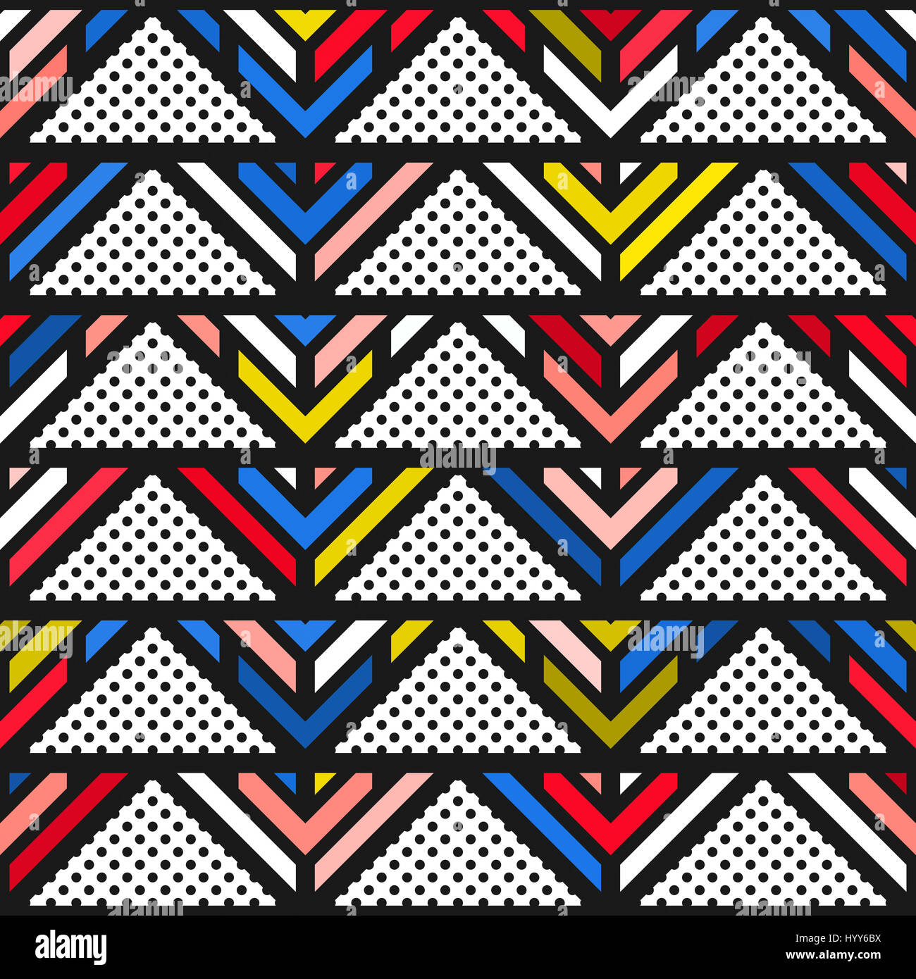 Colorful bold bright seamless pattern. Trendy design in 80-90s style ...