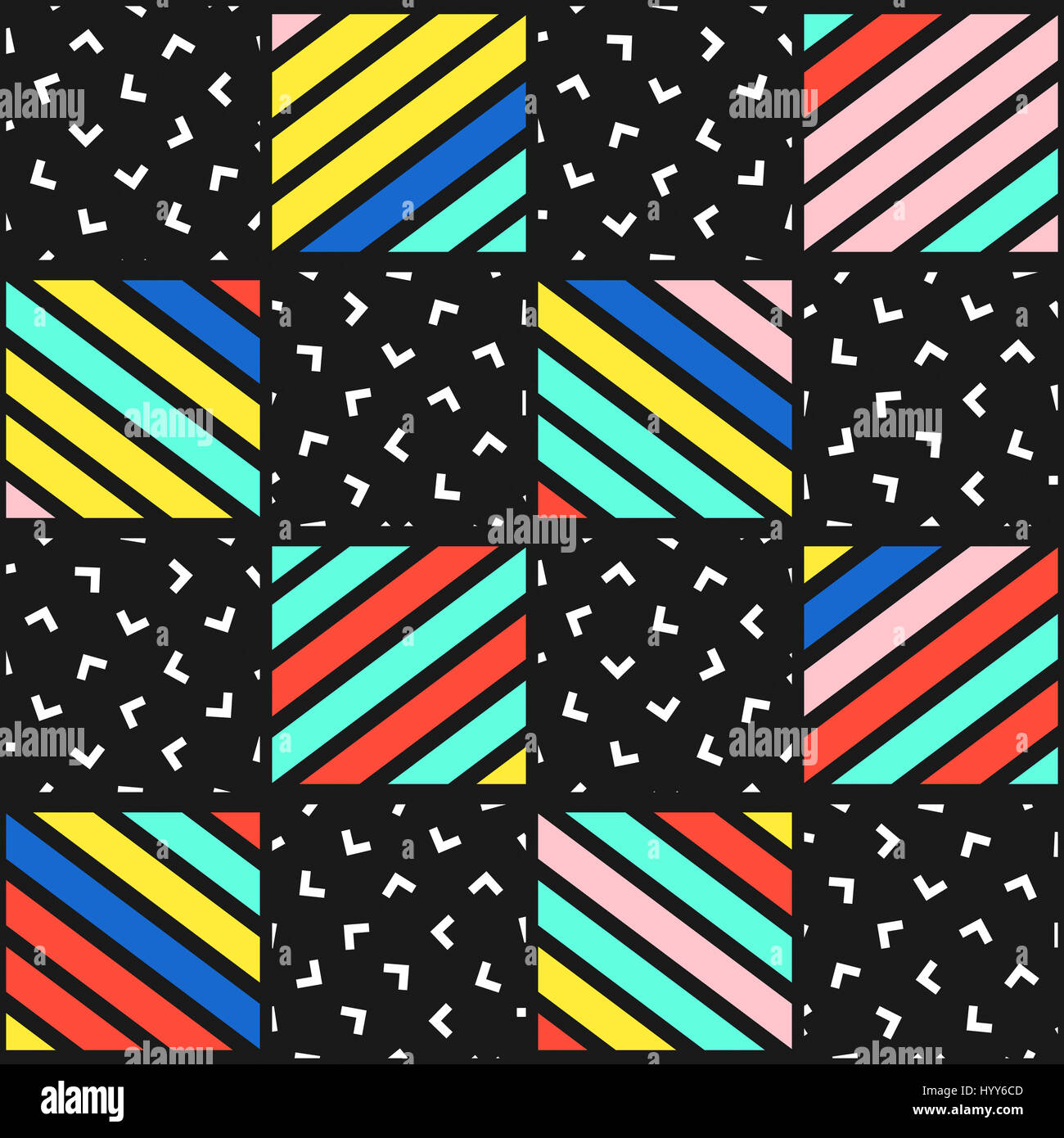 Colorful bold bright seamless pattern. Trendy design in 80-90s style ...