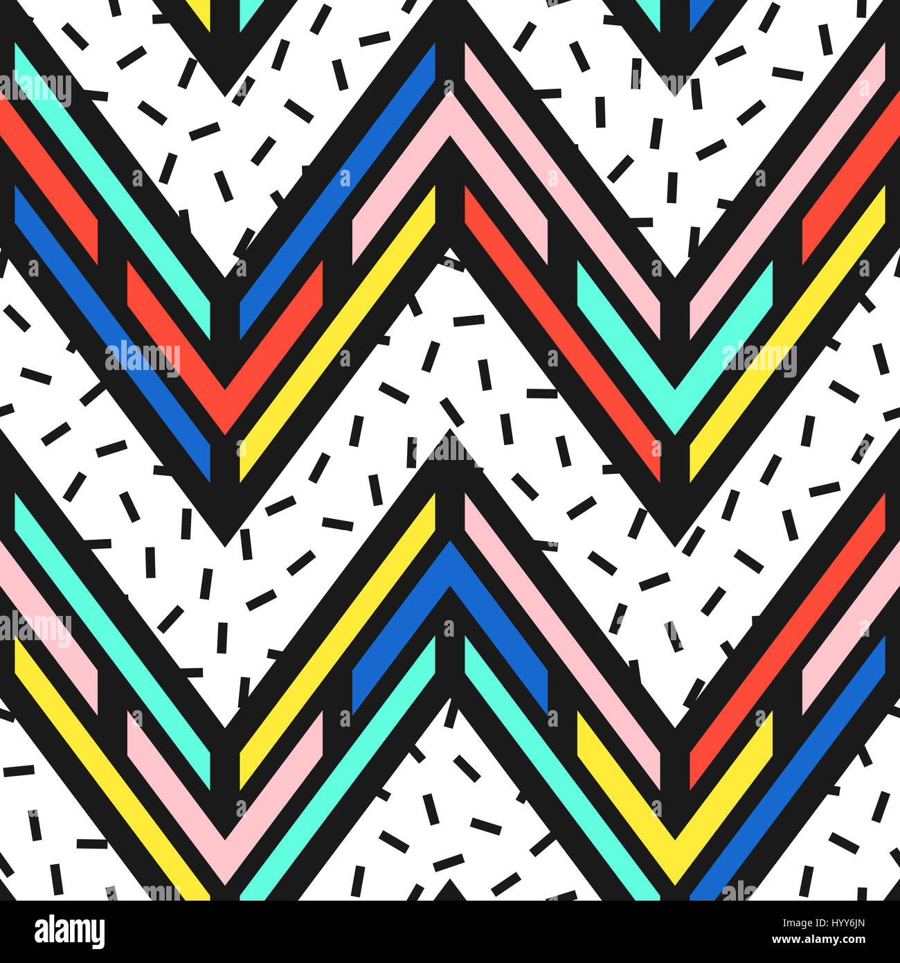 Colorful bold bright seamless pattern. Trendy design in 80-90s style ...