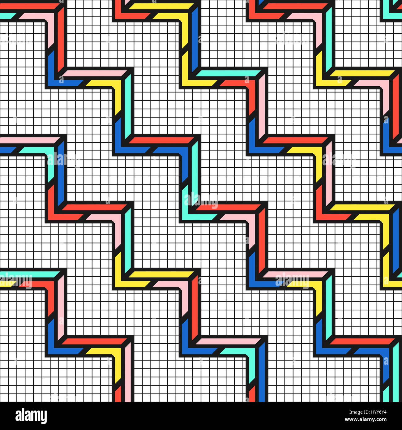 Colorful bold bright seamless pattern. Trendy design in 80-90s style ...