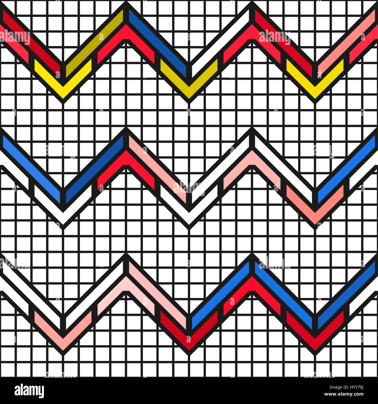 Colorful bold bright seamless pattern. Trendy design in 80-90s style ...