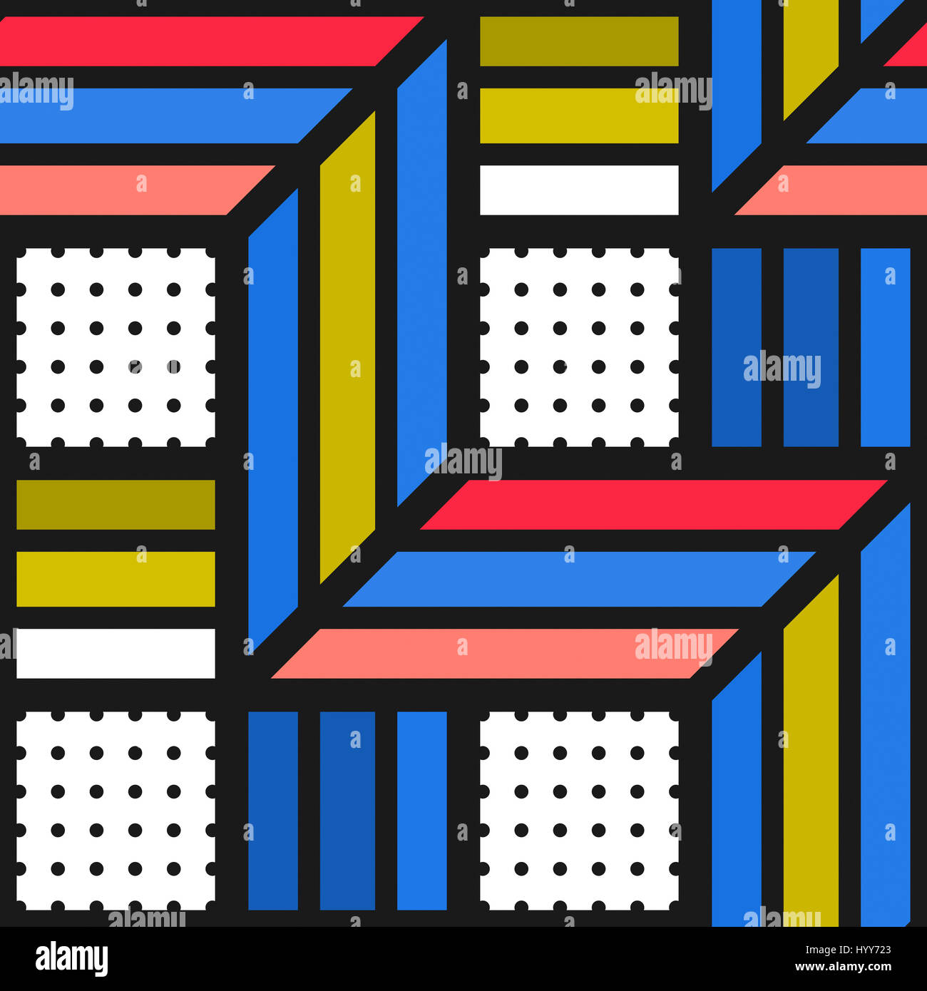 Colorful bold bright seamless pattern. Trendy design in 80-90s style ...