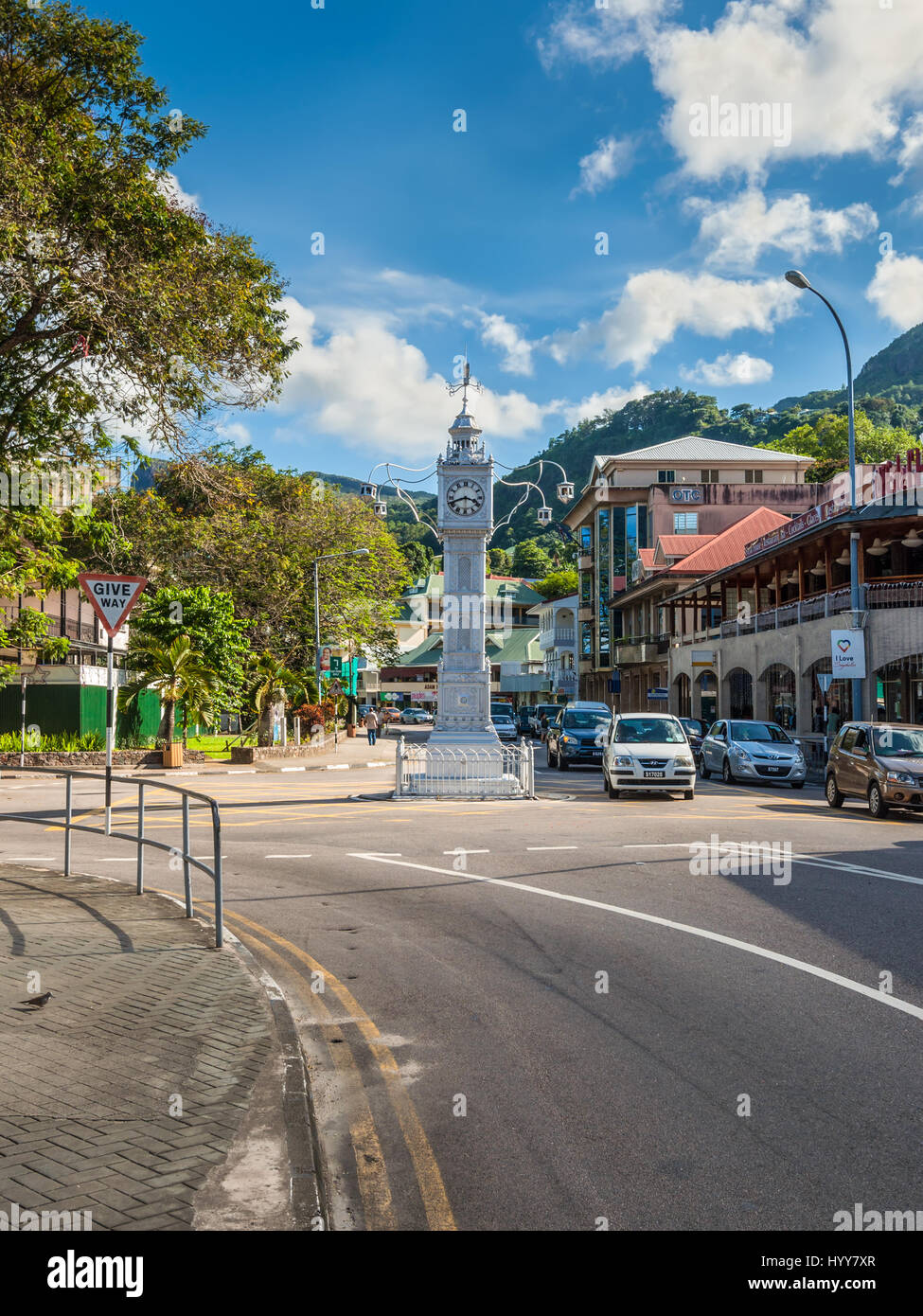 Victoria, Mahe, Seychelles - December 16, 2015: The clock tower of ...