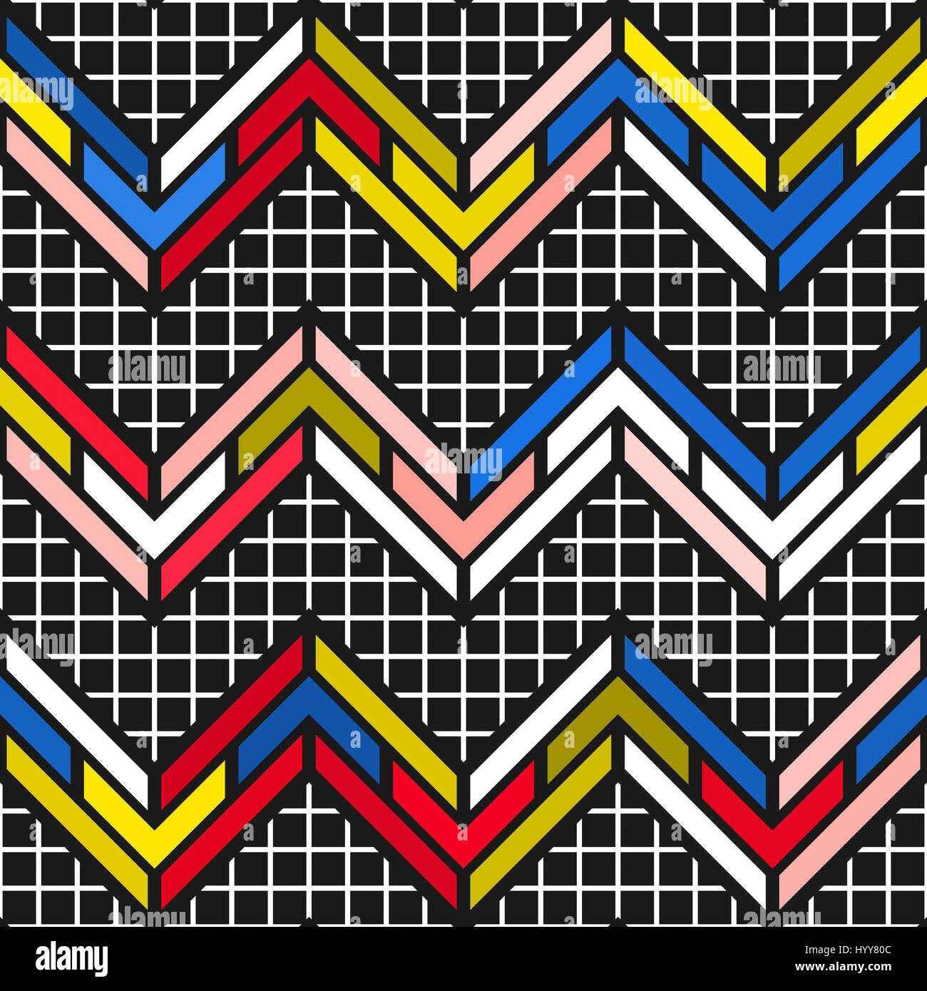 Colorful bold bright seamless pattern. Trendy design in 80-90s style ...