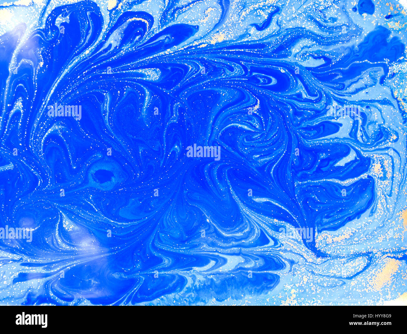 Blue and golden liquid texture, watercolor hand drawn marbling ...