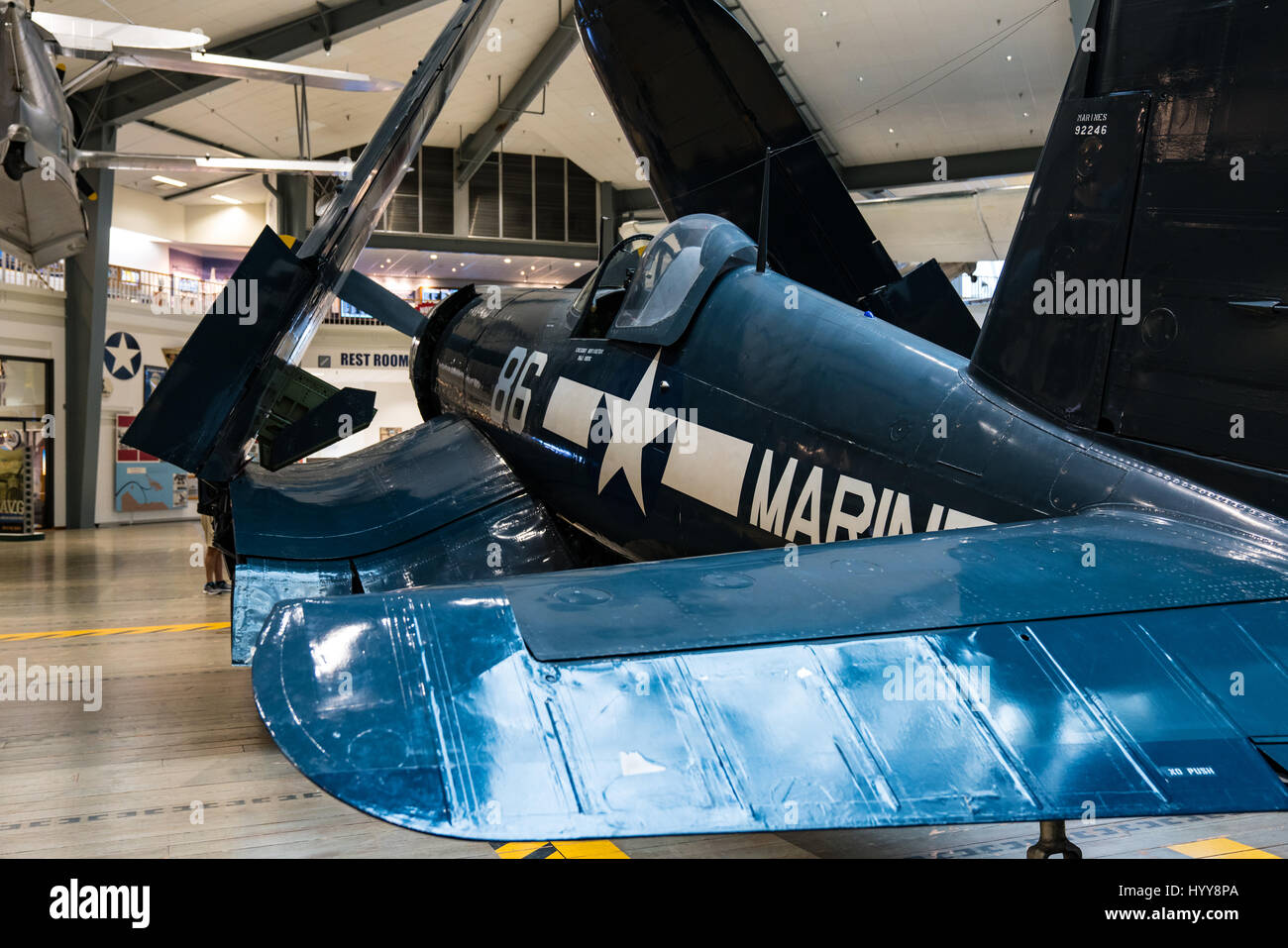 A Vought Corsair FG-1D with wings folded at the National Naval Air ...