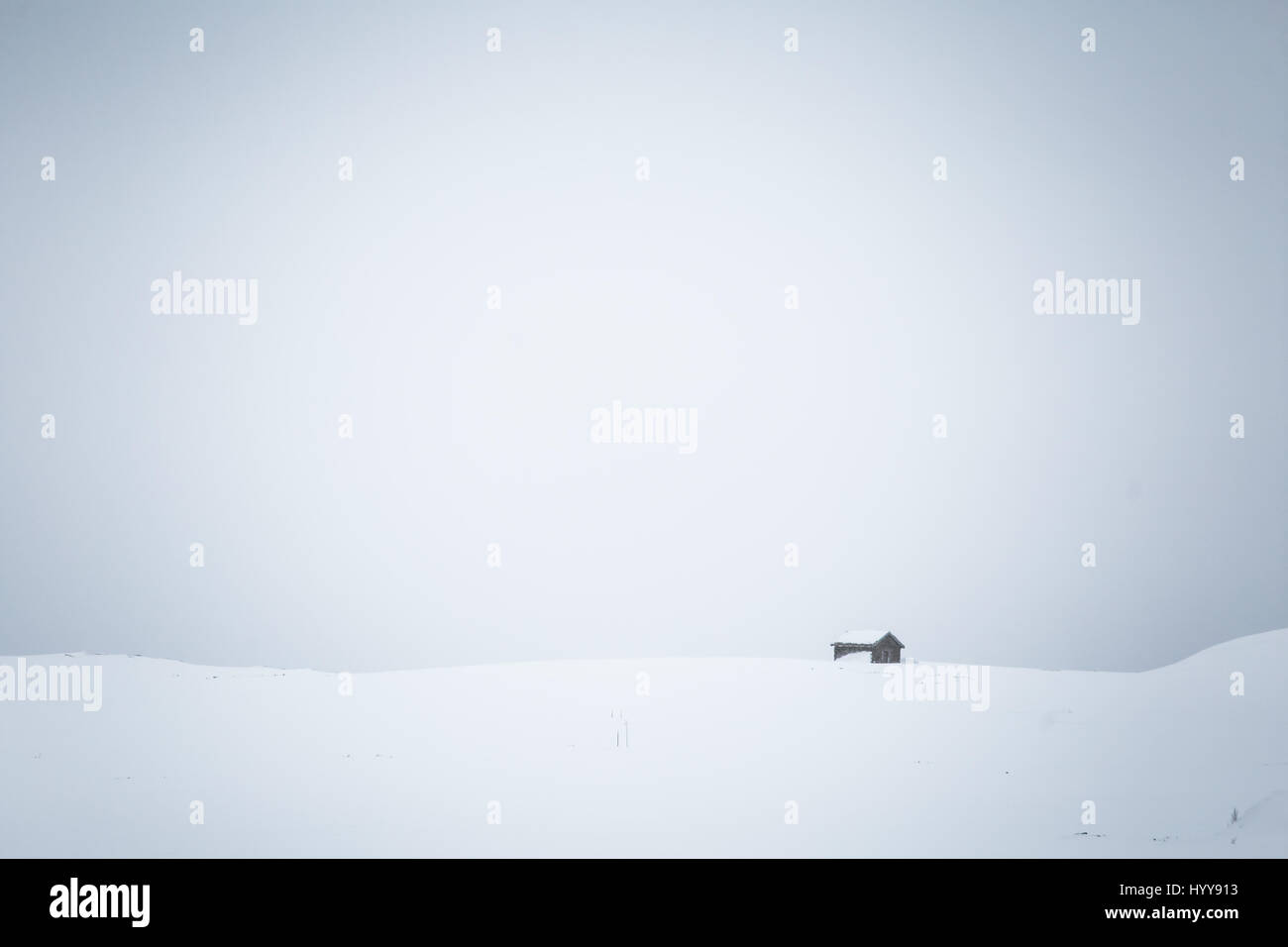 A beautiful, minimalistic landscape of a house in the snow in Norway ...