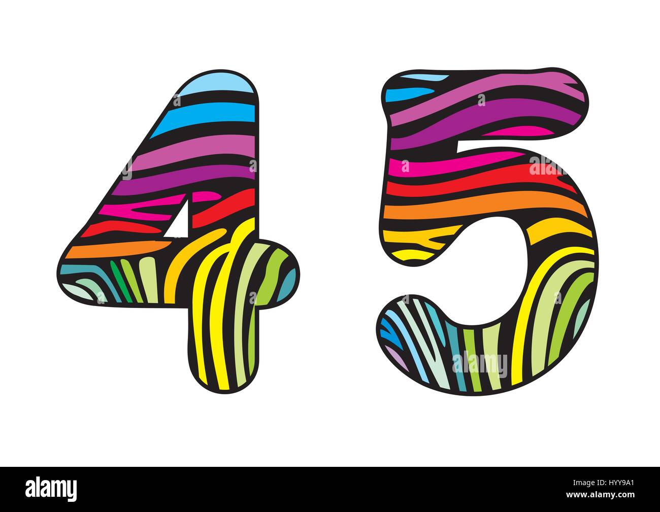 Background skin zebra shaped number four and five Stock Vector Image ...