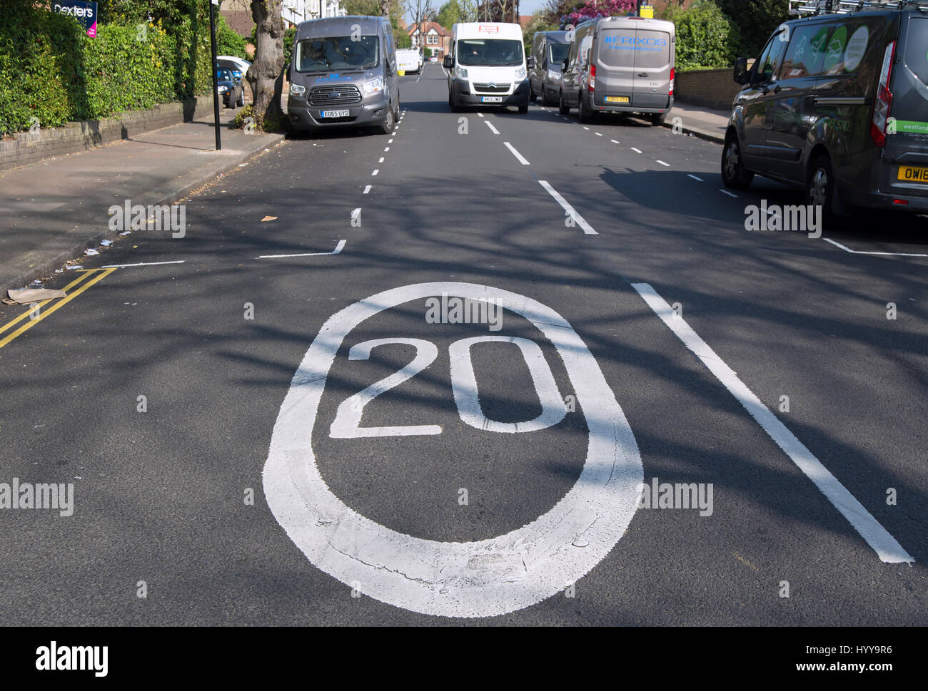 20mph speed limit road marking in isleworth, west london, england Stock ...
