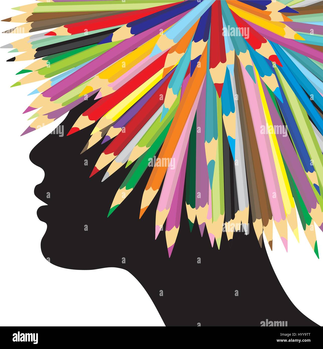 Profile of a girl and crayons Stock Vector Image & Art - Alamy