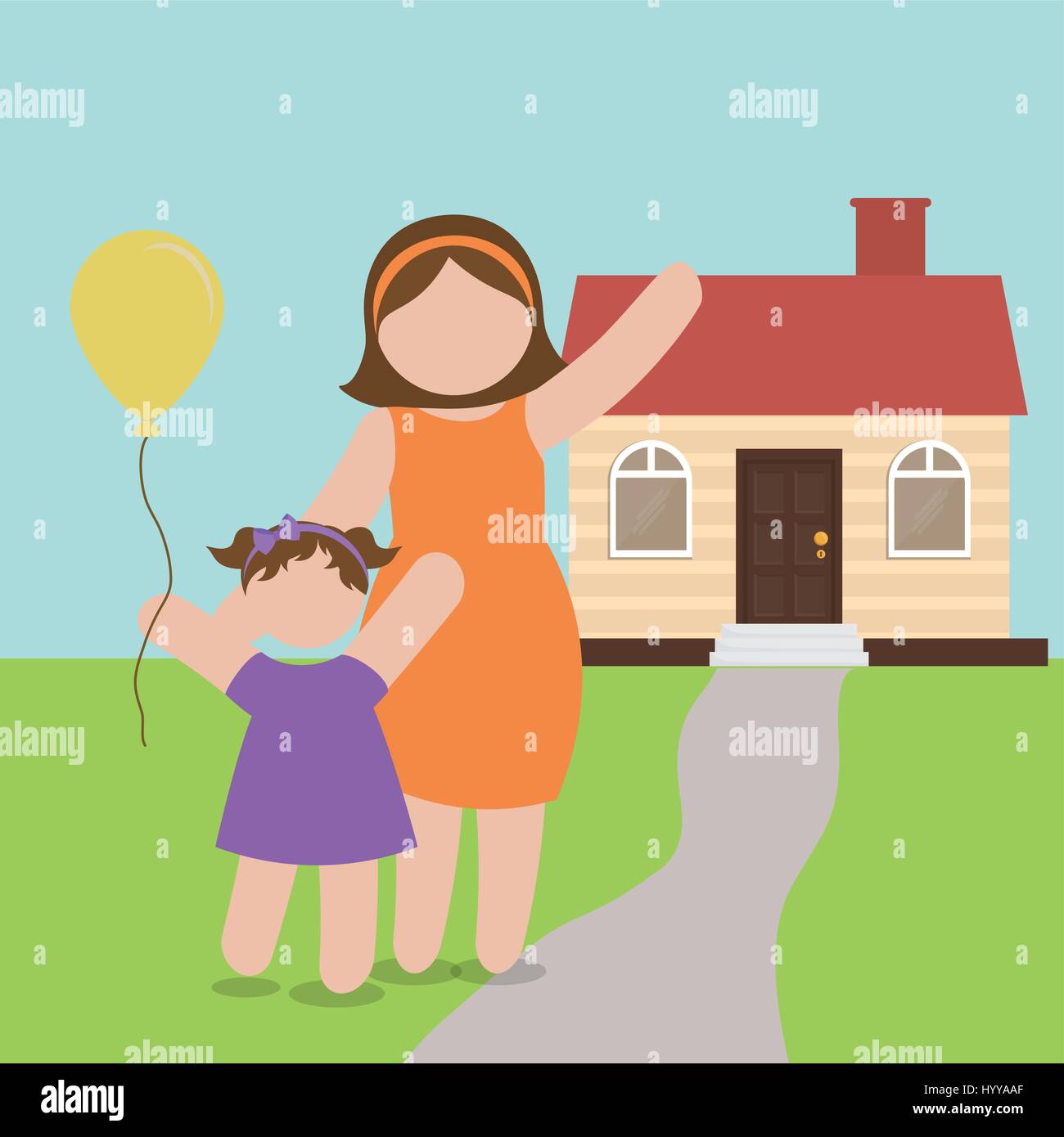 Mom And Daughter Celebration House Stock Vector Image And Art Alamy