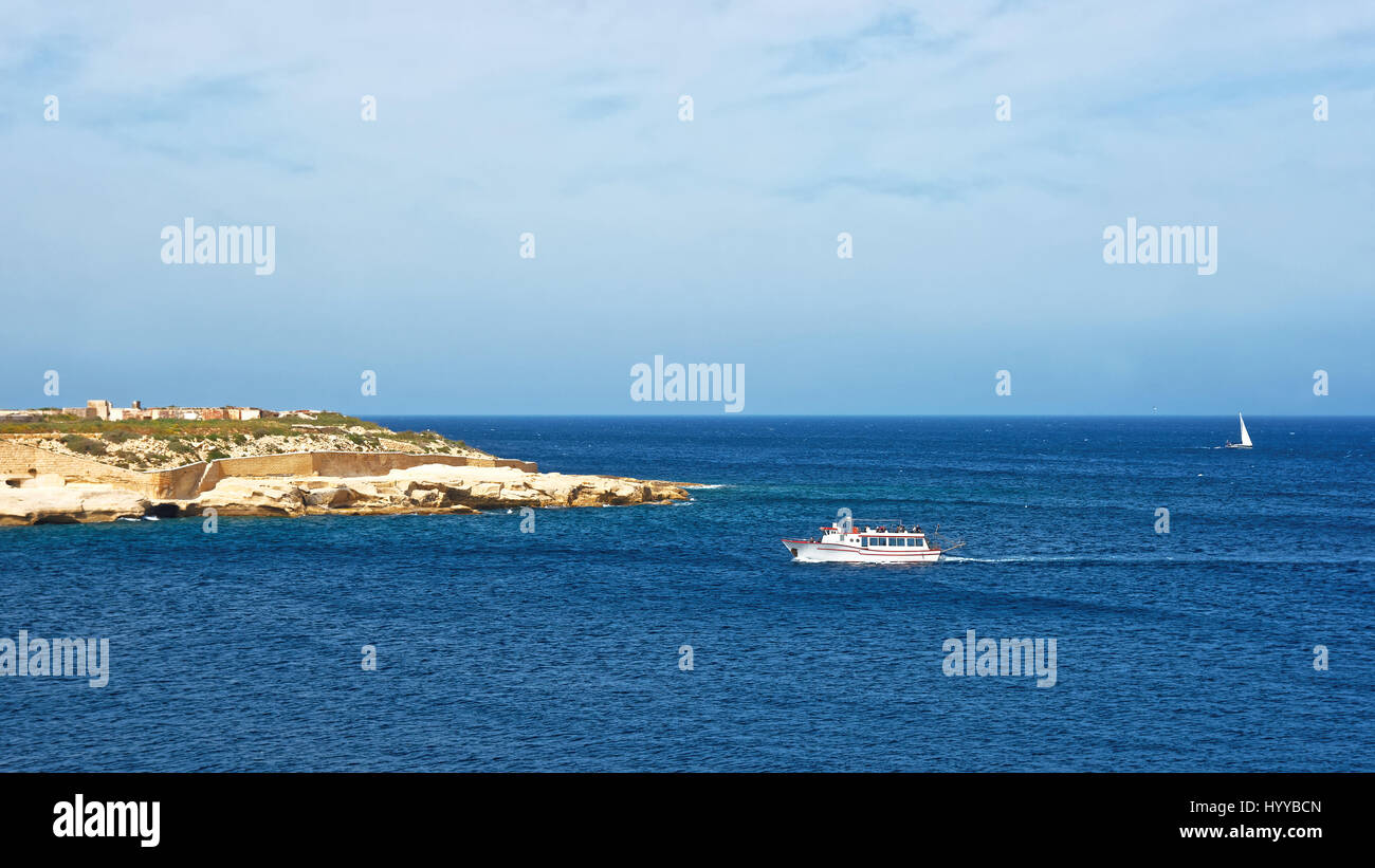 Ship at Grand Harbor in Valletta, Malta Stock Photo - Alamy