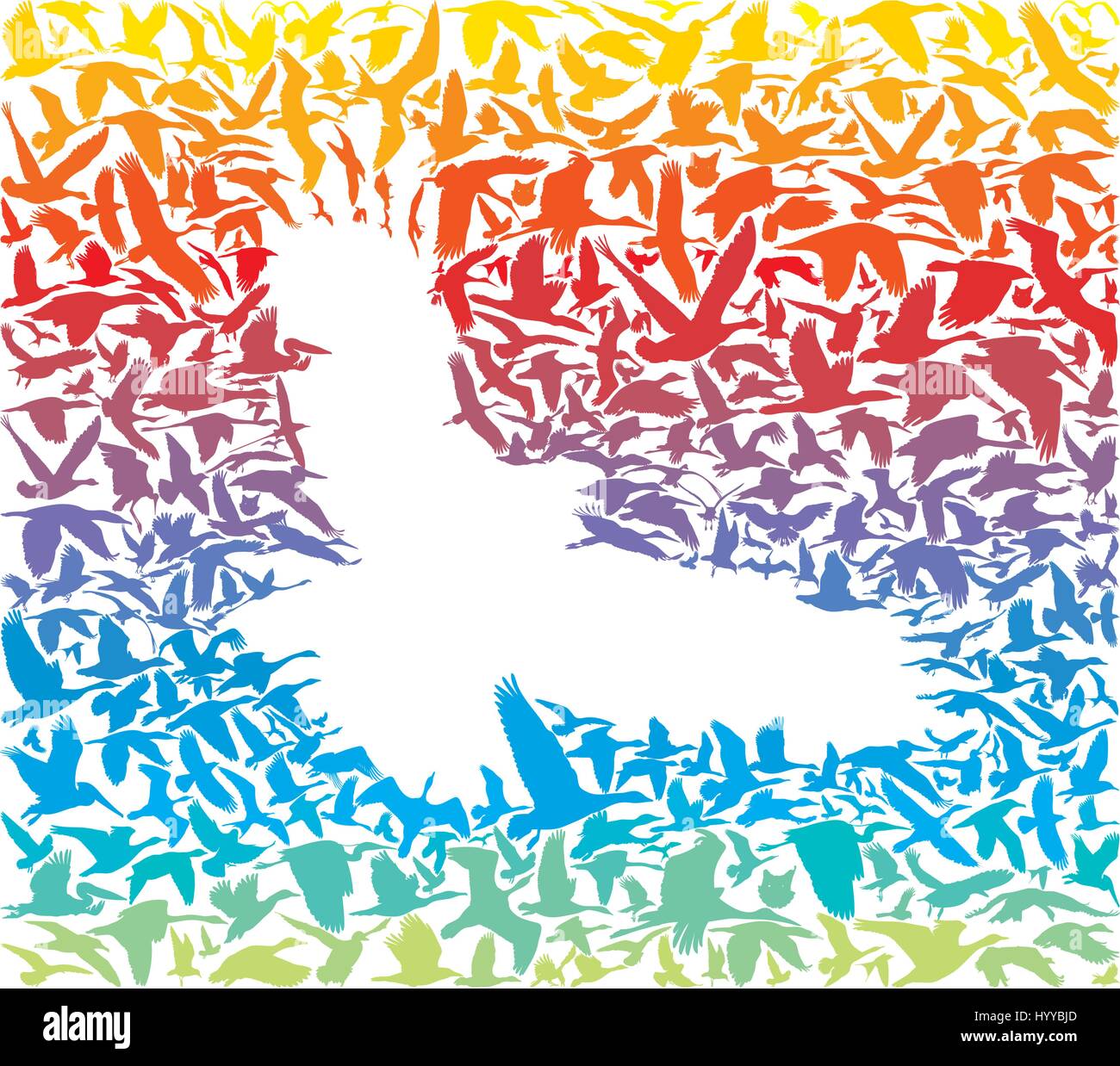 Birds silhouettes flying seamless Stock Vector Images - Alamy