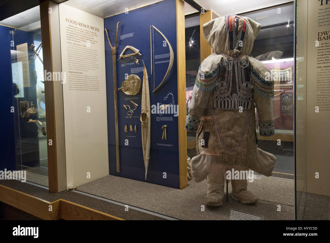 Clothing and objects of natives Inuit (Eskimo) on display, Manitoba ...
