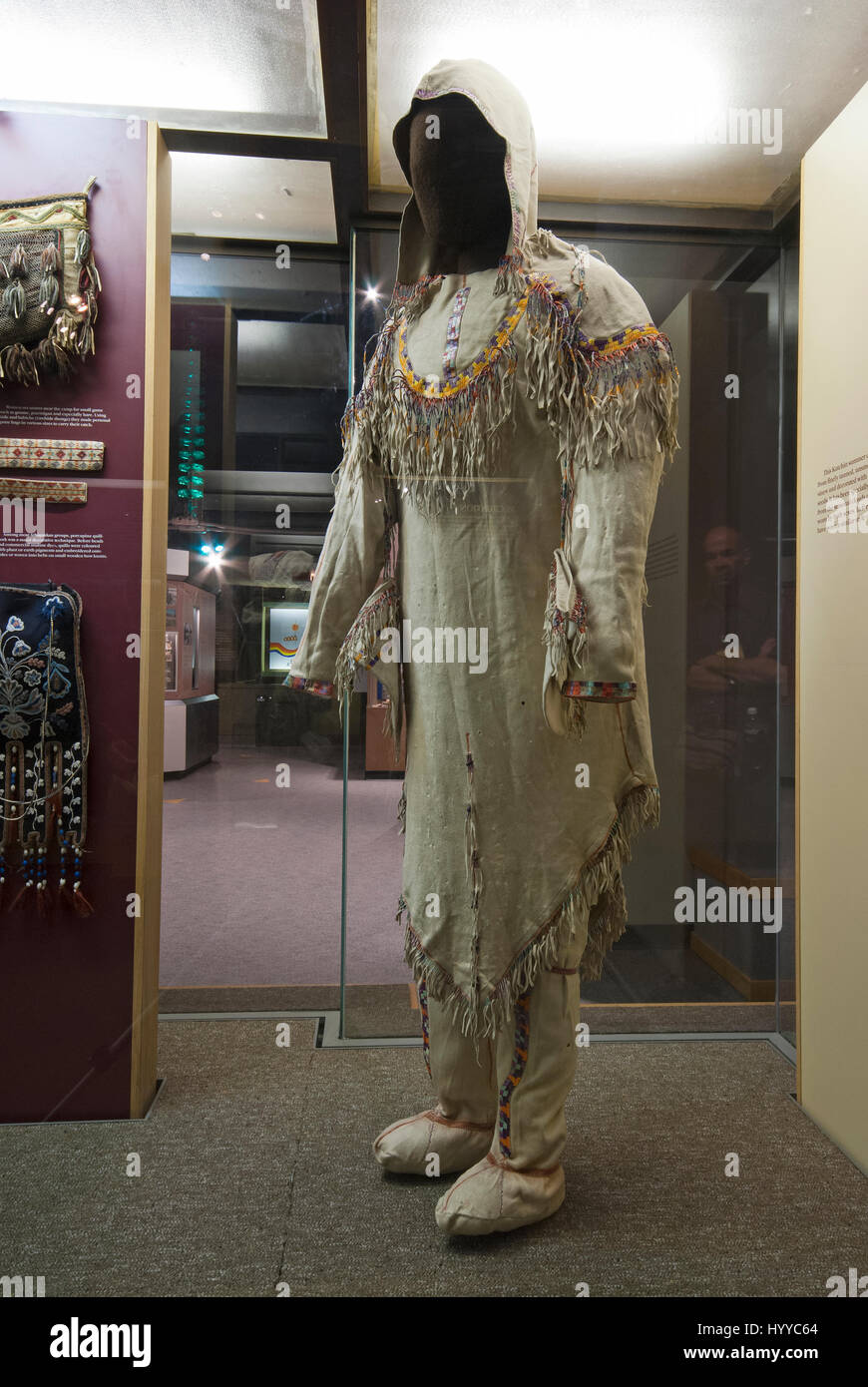 Clothing of natives Chipewyan on display, Manitoba Museum, Winnipeg ...