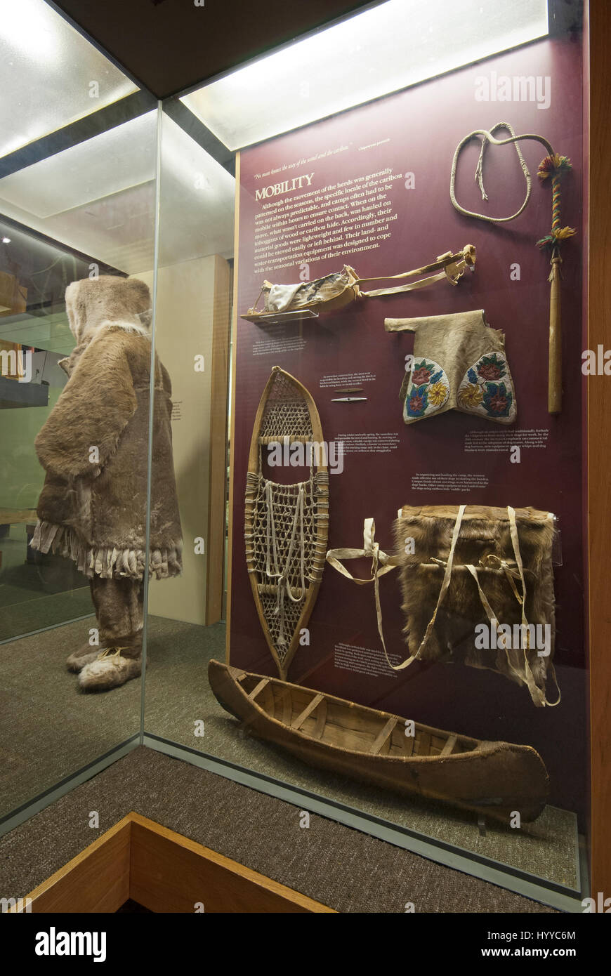 Clothing of natives Chipewyan on display, Manitoba Museum, Winnipeg ...