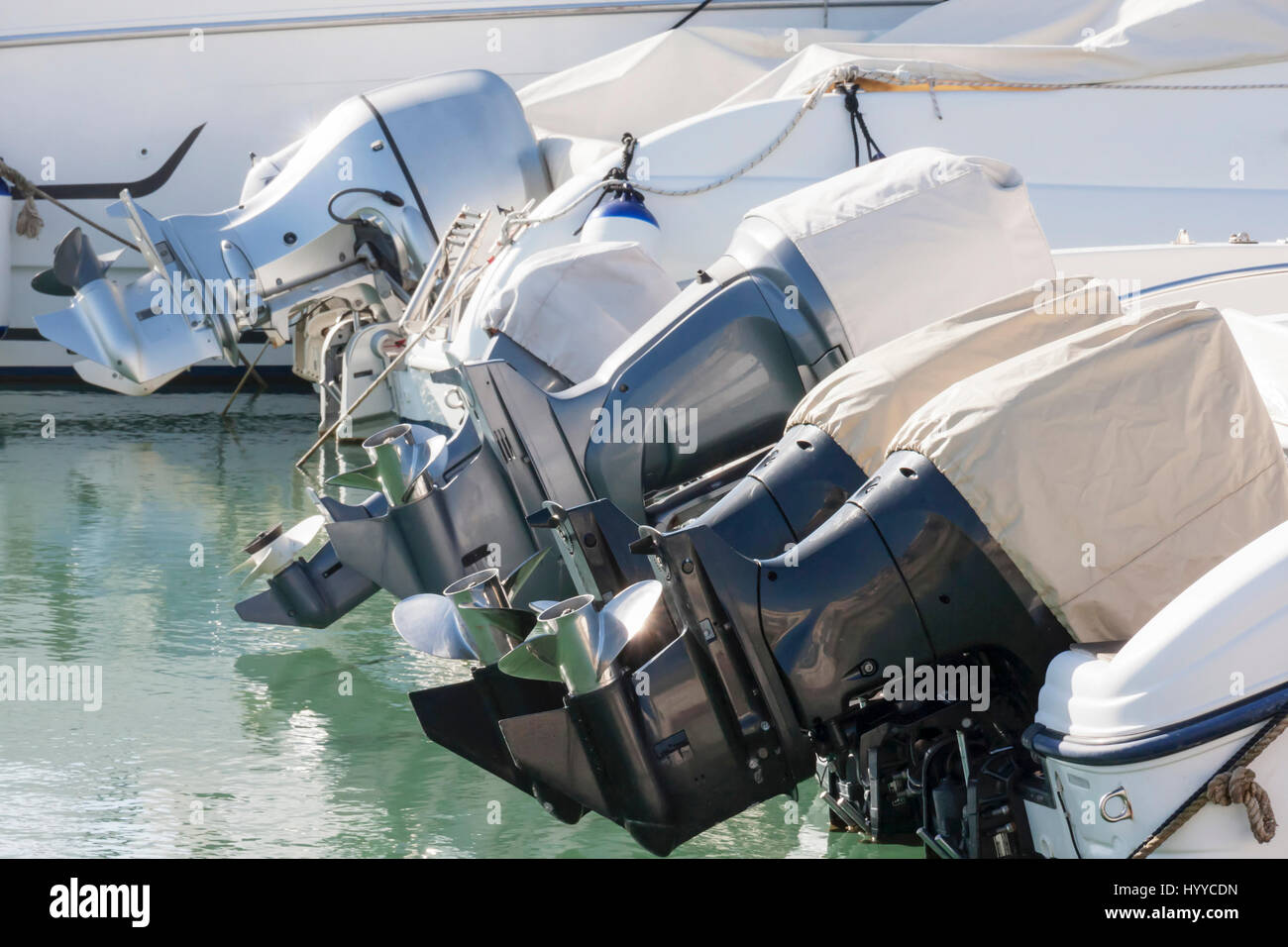 Outboard engines profiles view Stock Photo - Alamy
