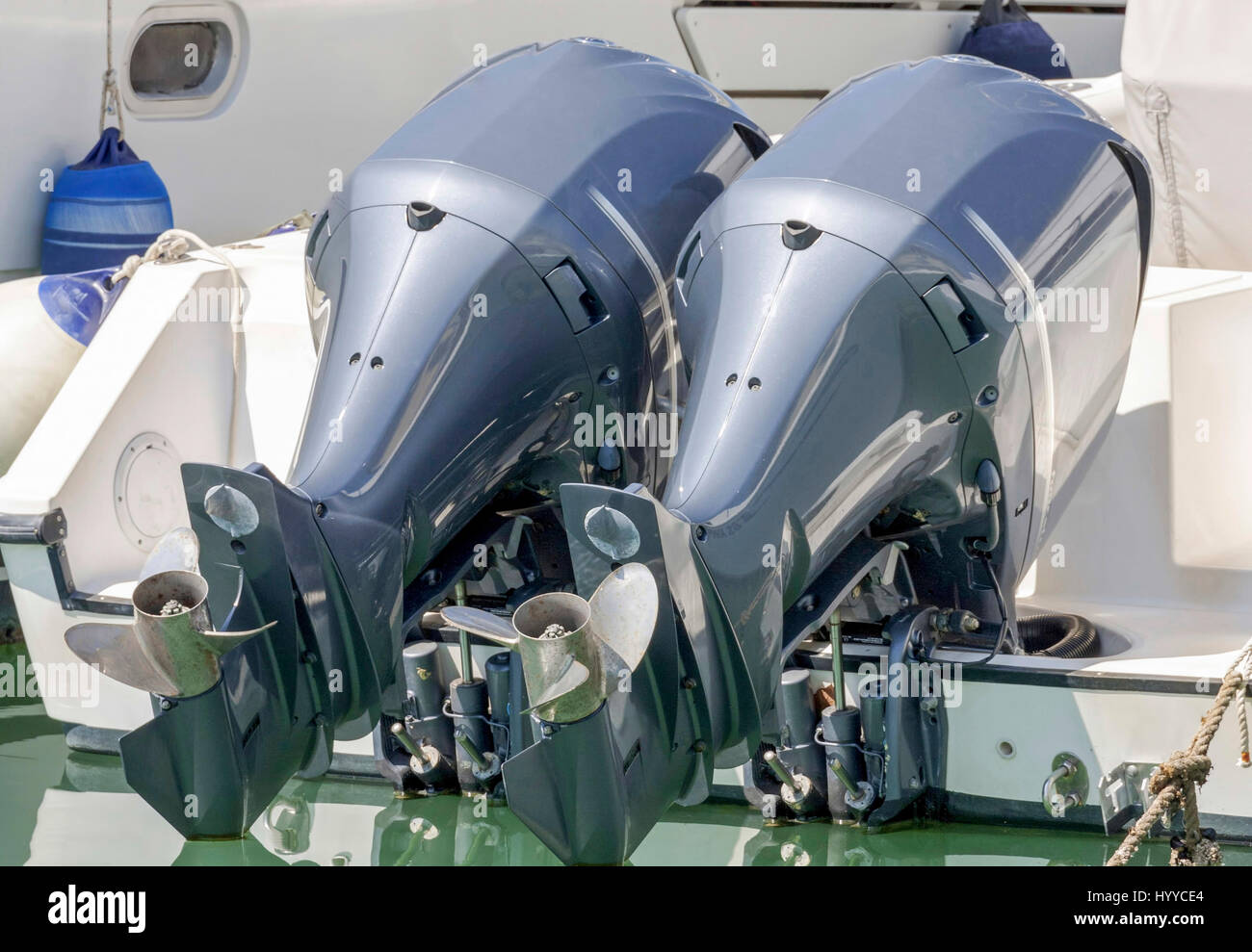 Couple of outboard engines Stock Photo - Alamy