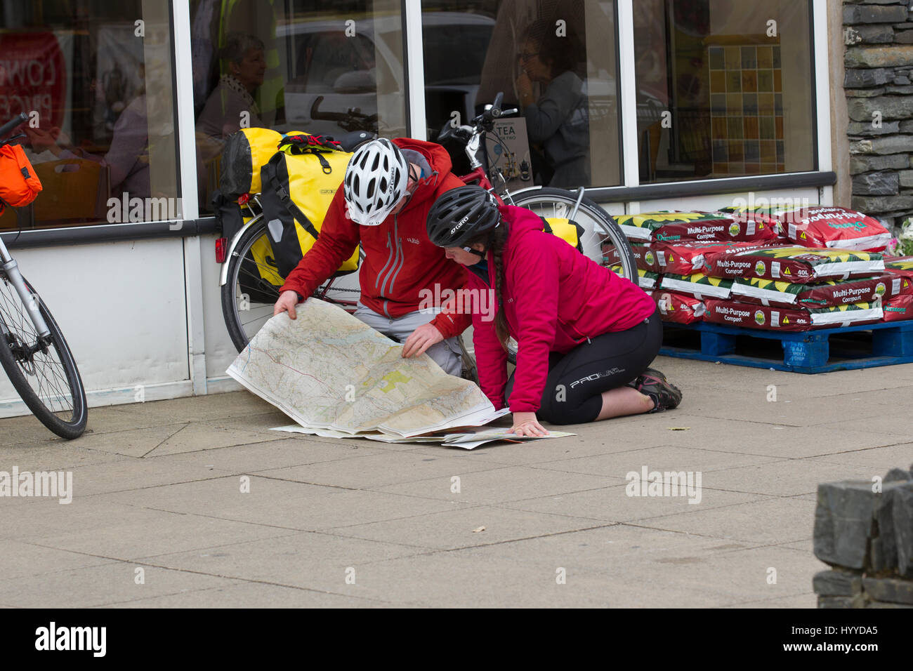 cyclists,map,Booths supermarket,studying map,planning route Stock Photo ...