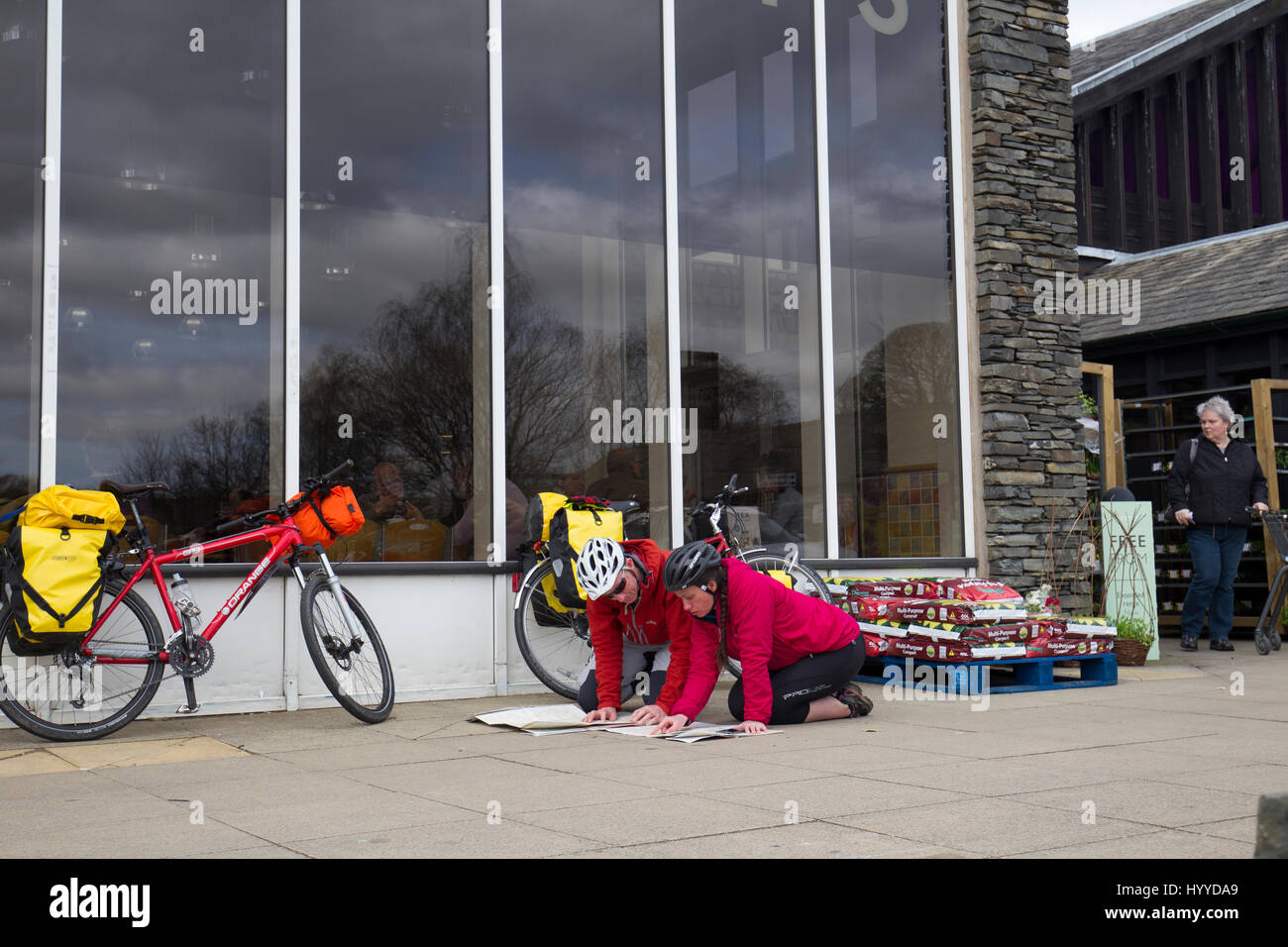 cyclists,map,Booths supermarket,studying map,planning route Stock Photo ...