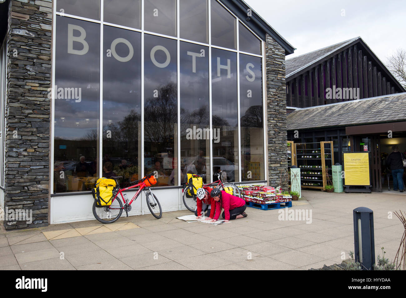 cyclists,map,Booths supermarket,studying map,planing route Stock Photo ...