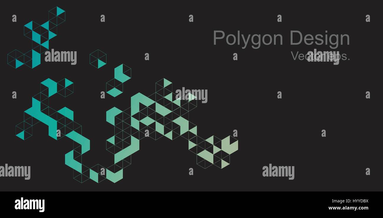 Hexagon line design green and yellow color tone black color background ...