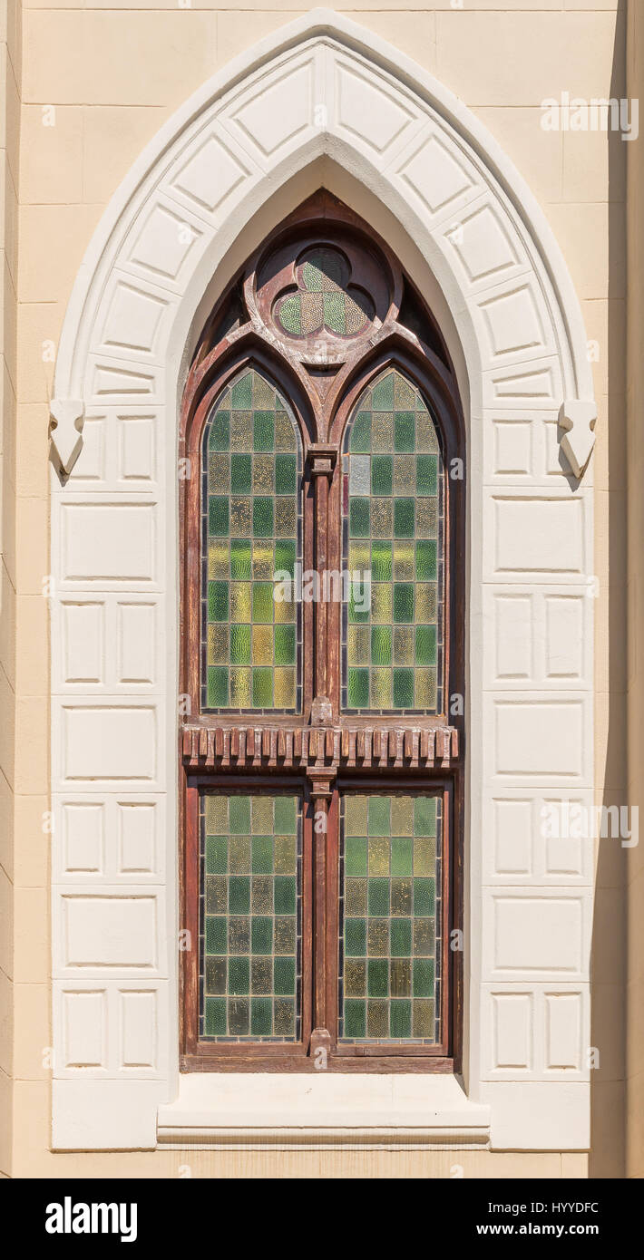 Window of the Dutch Reformed Church in Philippolis, the oldest town in ...