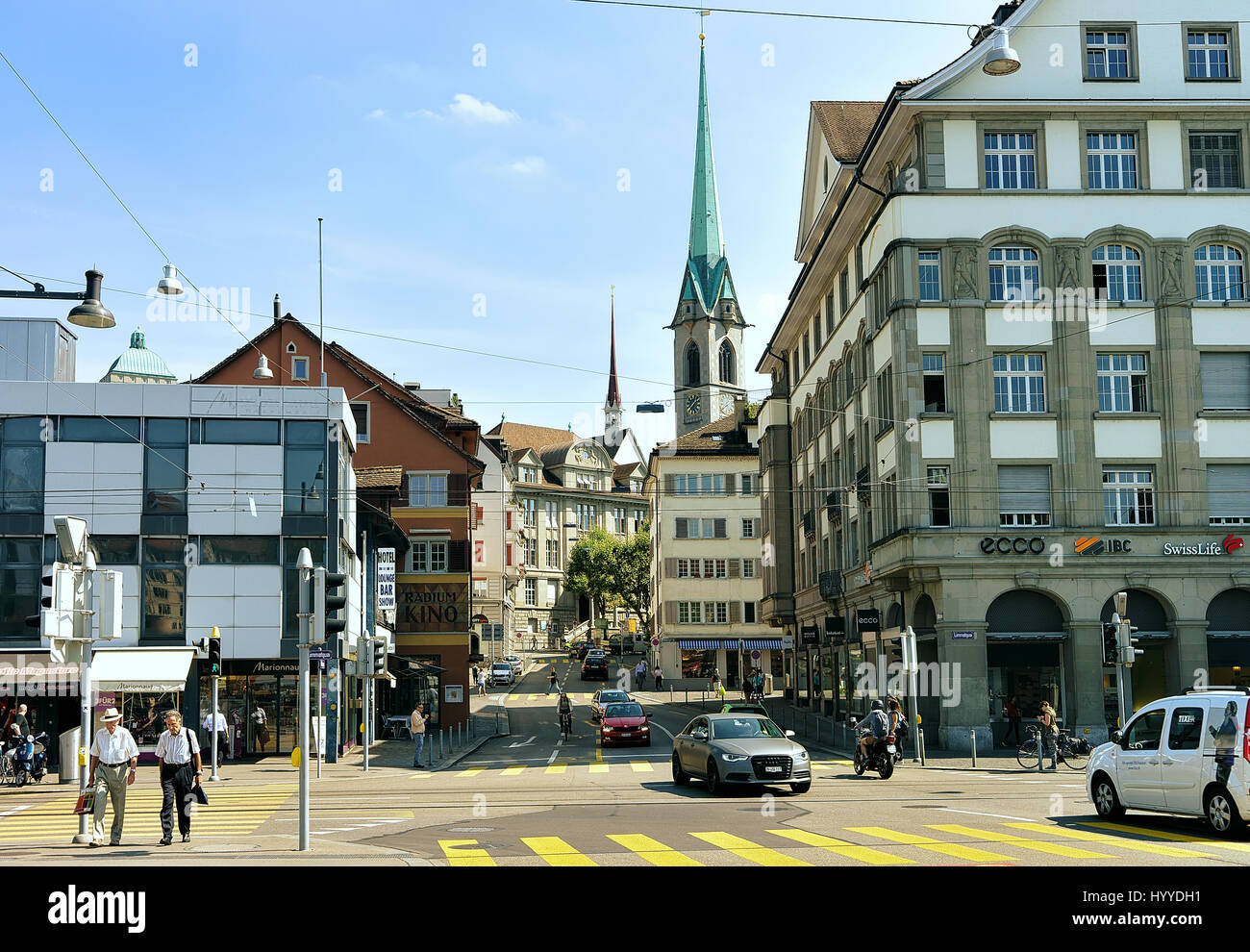 Zurich, Switzerland - September 2, 2016: People on Limmatquai Street ...