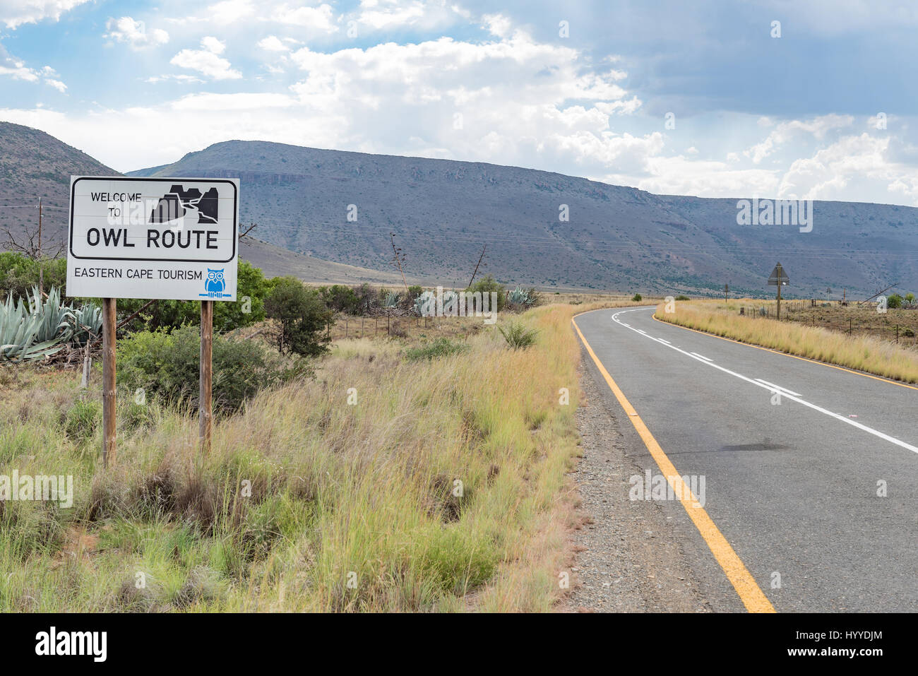 A road sign on the scenic Owl Route to Nieu-Betesda, an historic ...