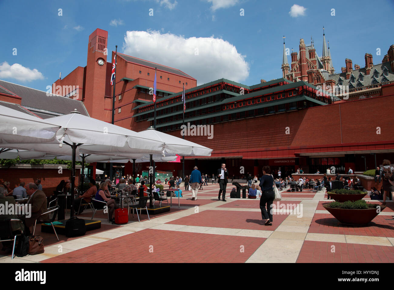 The concourse of the British Library, London with St Pancras station in ...