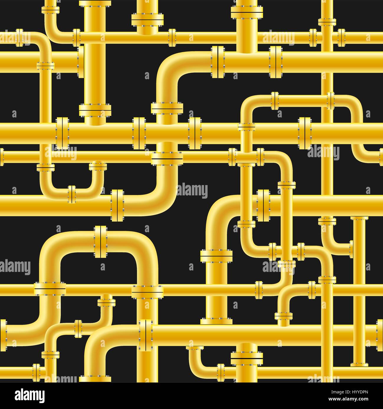 Yellow pipe seamless on black background. Industry pump gas oil ...