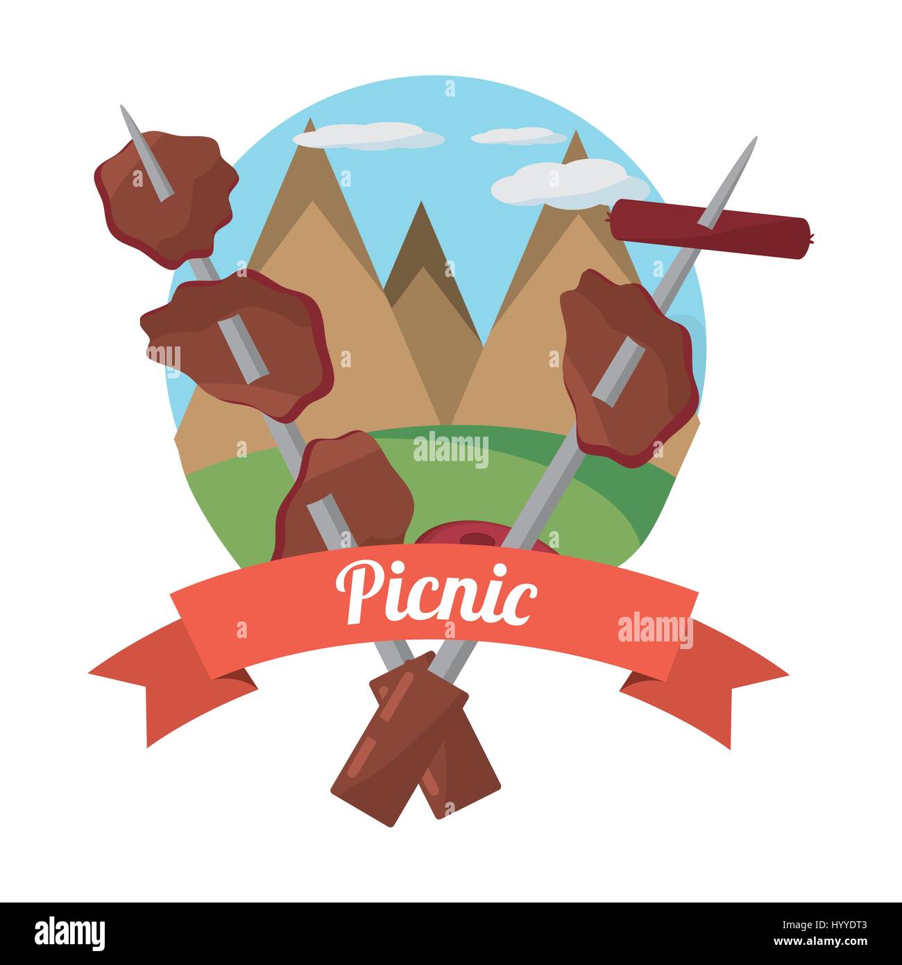 picnic grilled food with mountains background Stock Vector Image & Art ...