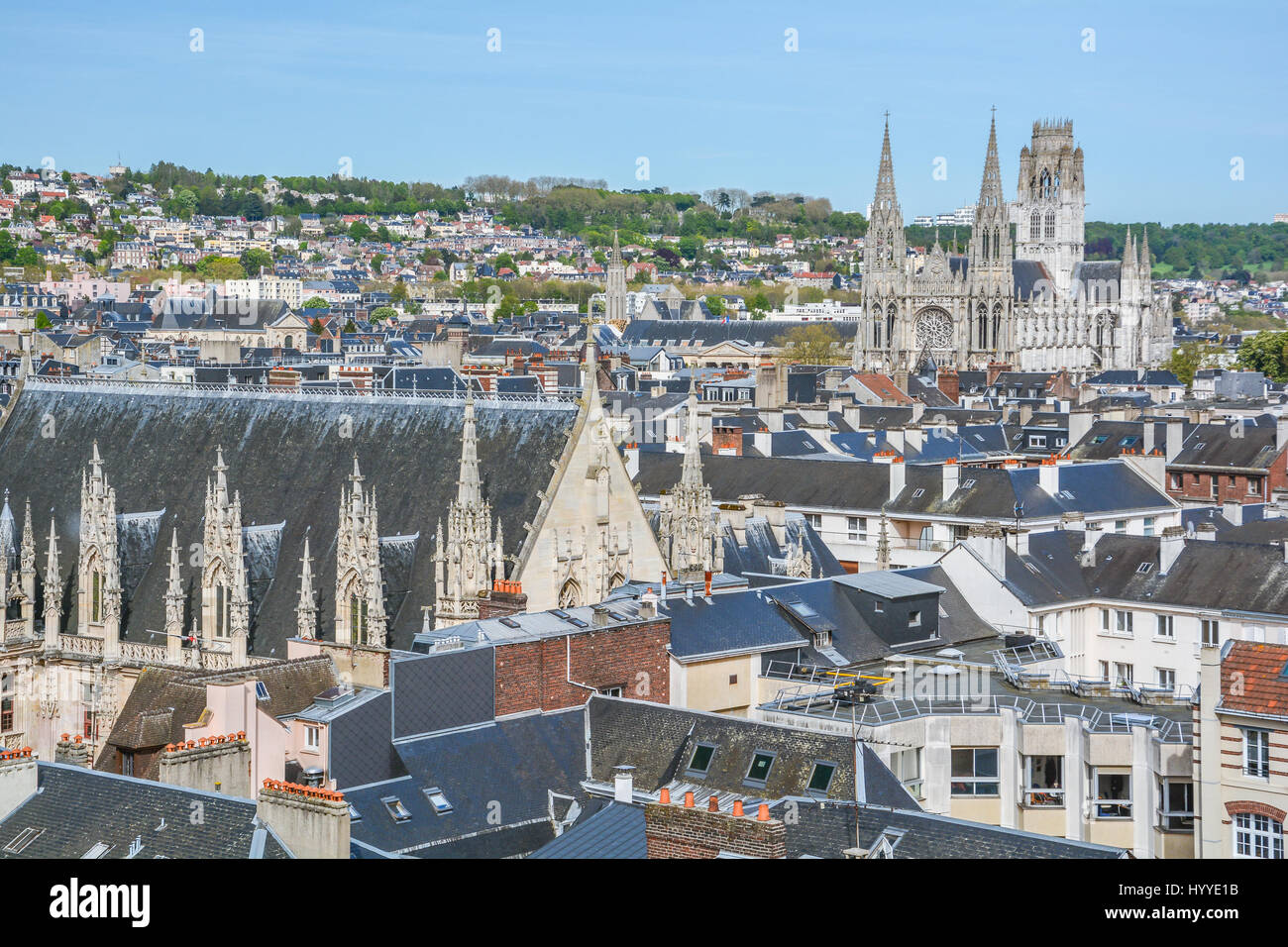 Panoramic view of Rouen from Gros-Horloge (Clock Tower) top, Normandy ...