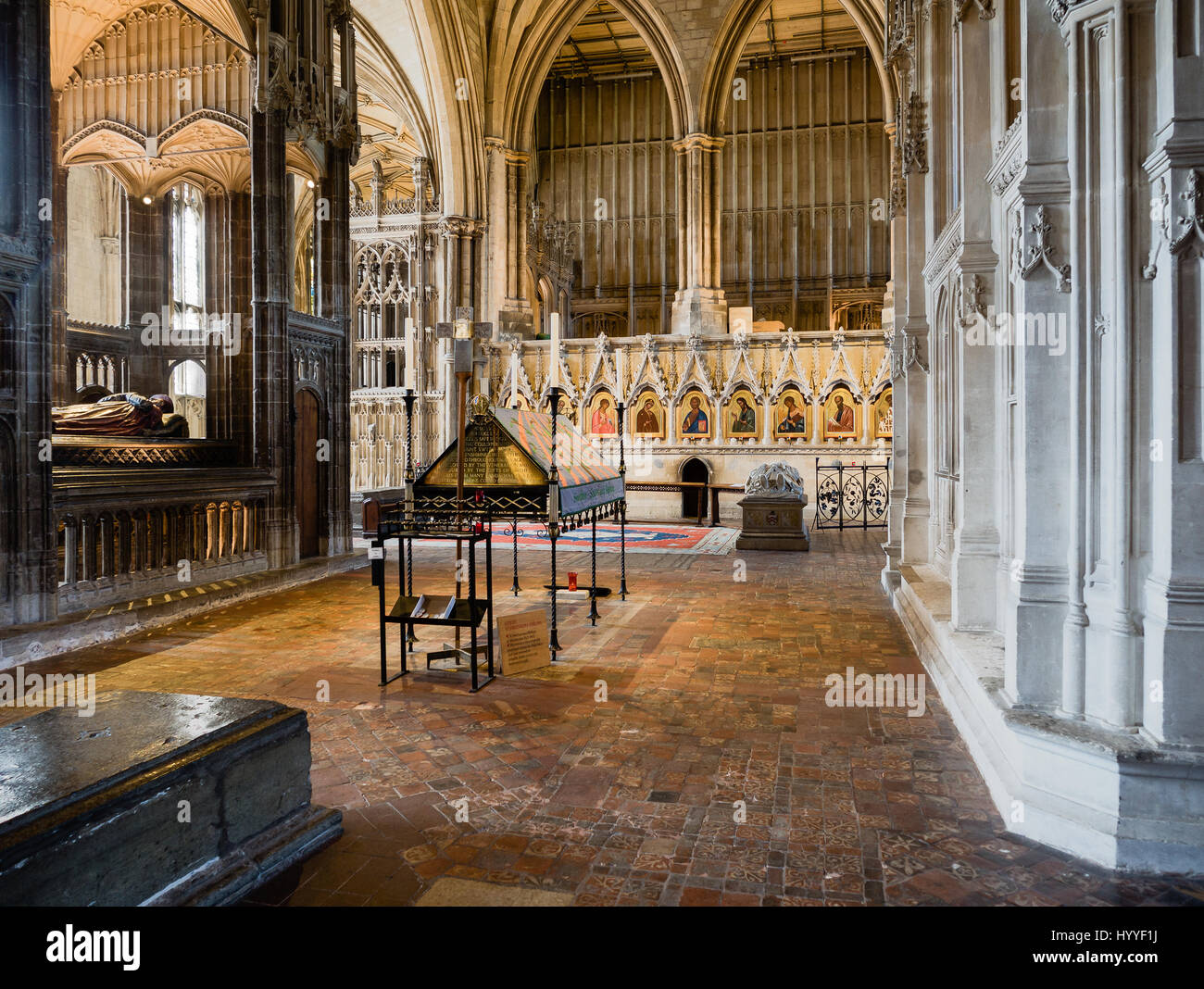 Inside Winchester Cathedral looking at the shrine of St. Swithun and ...