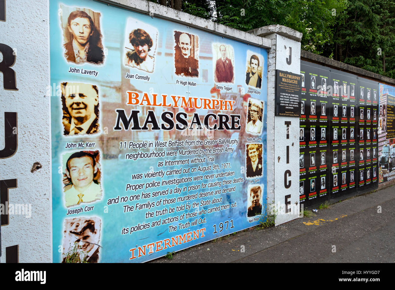 Mural commemorating the Ballymurphy Massacre, Beechmount Avenue ...